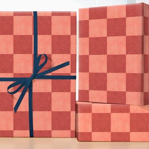 Vintage Rust Red Checker Wrapping Paper Roll, Checkers Gift Wrap ...