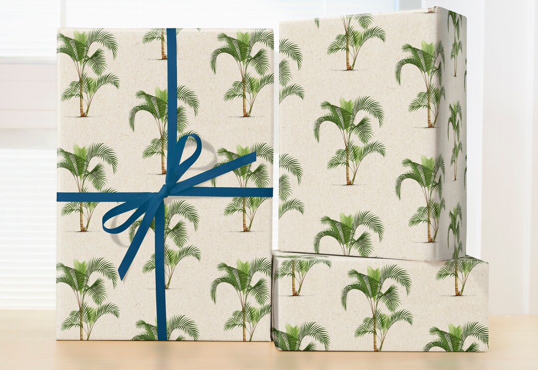 Vintage Palm Tree Wrapping Paper Roll; Tropical Palm Tree Gift Wrap ...