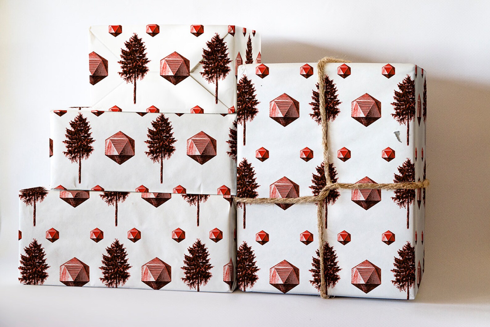 Geometric Pine Tree Wrapping Paper Wrapping Paper Tree - Etsy