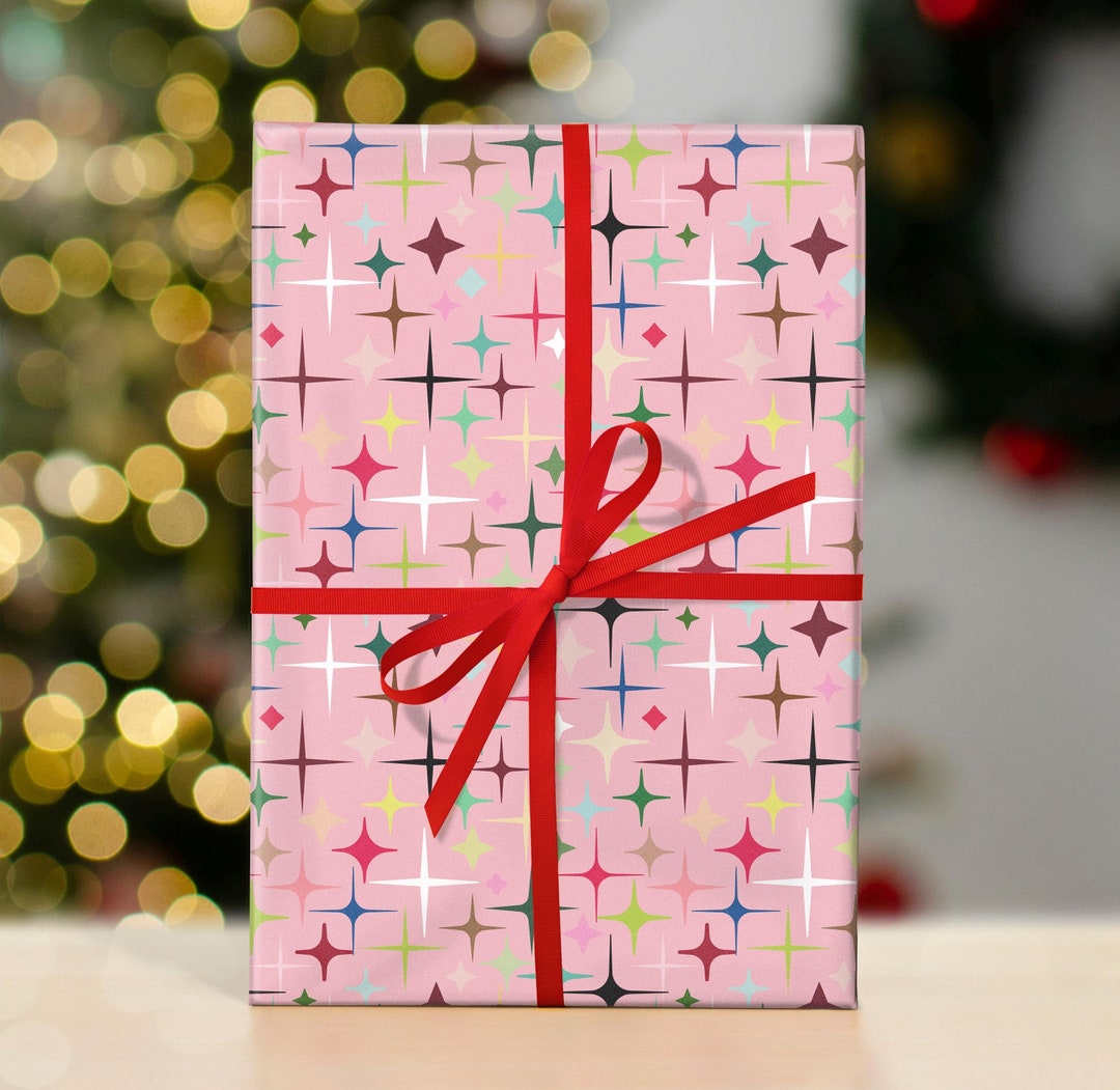Mid Century Star Wrapping Paper Roll, Vintage Star Christmas Wrapping ...