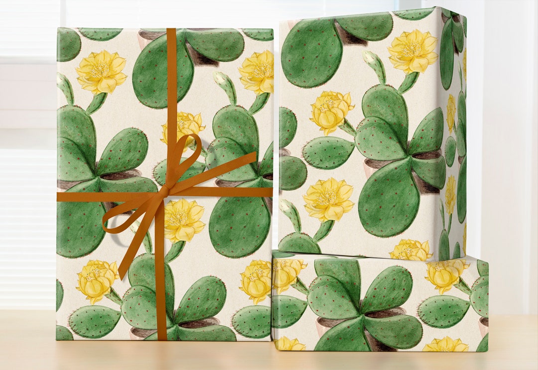 Vintage Cactus Wrapping Paper Roll; Prickly Pear Gift Wrap; Cactus ...