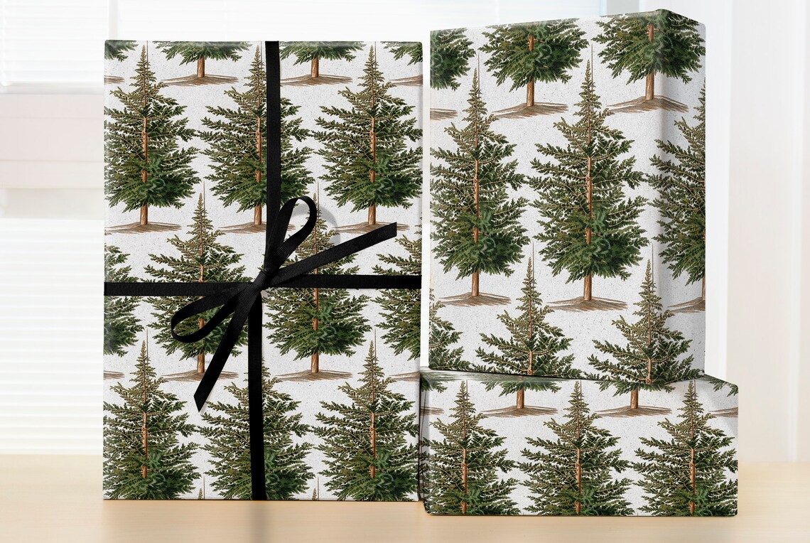 Cedar Pine Tree Wrapping Paper Roll Christmas Wrapping Paper | Etsy