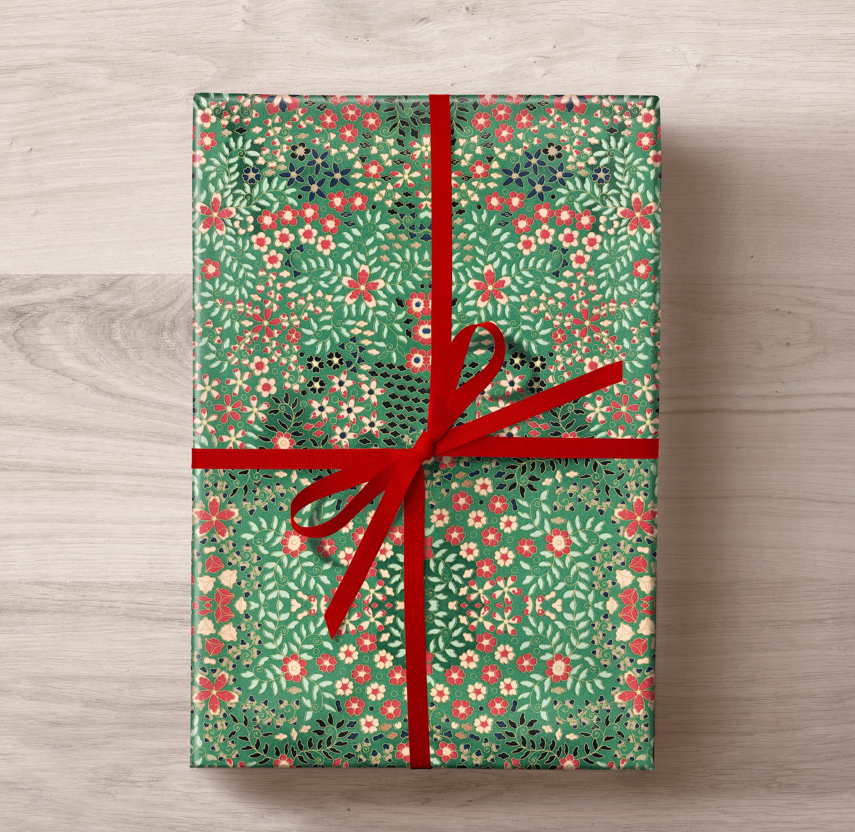 Vintage Japanese Pattern Wrapping Paper Roll, Forest Green Vintage ...