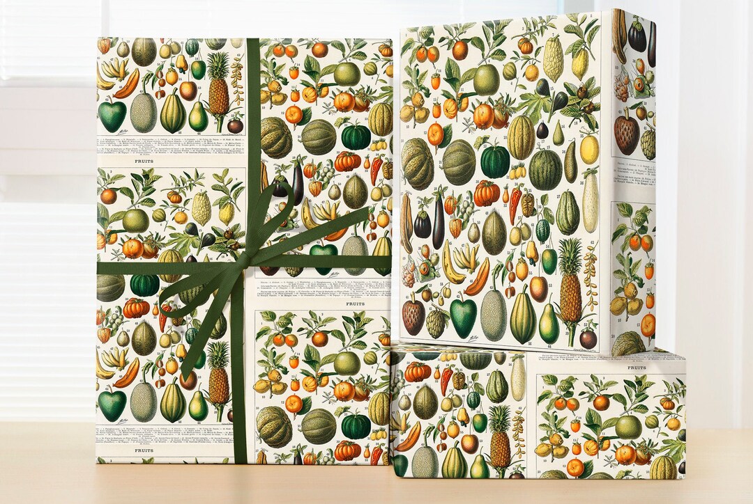 Fruit Illustration Wrapping Paper; Vintage French Fruit Illustration ...