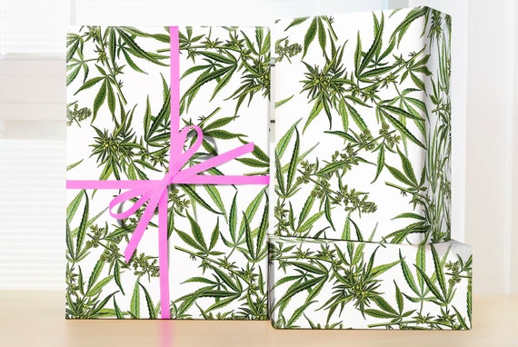 Cannabis Leaf Wrapping Paper Botanical Cannabis Illustration | Etsy