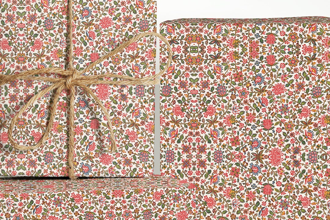 19th Century French Textile Wrapping Paper; Christmas Gift Wrapping ...