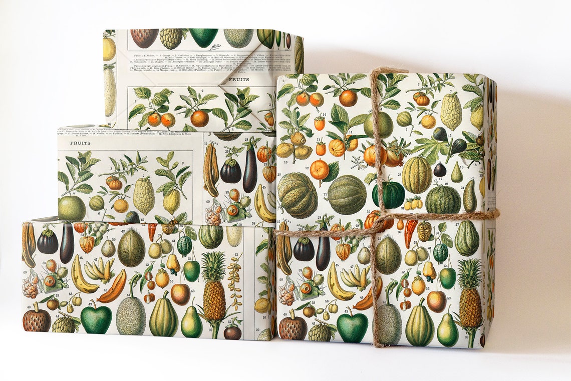 Fruit Illustration Wrapping Paper Vintage French Fruit - Etsy