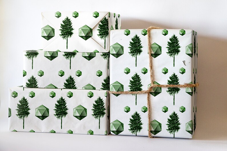 Geometric Pine Tree Wrapping Paper Wrapping Paper Tree - Etsy