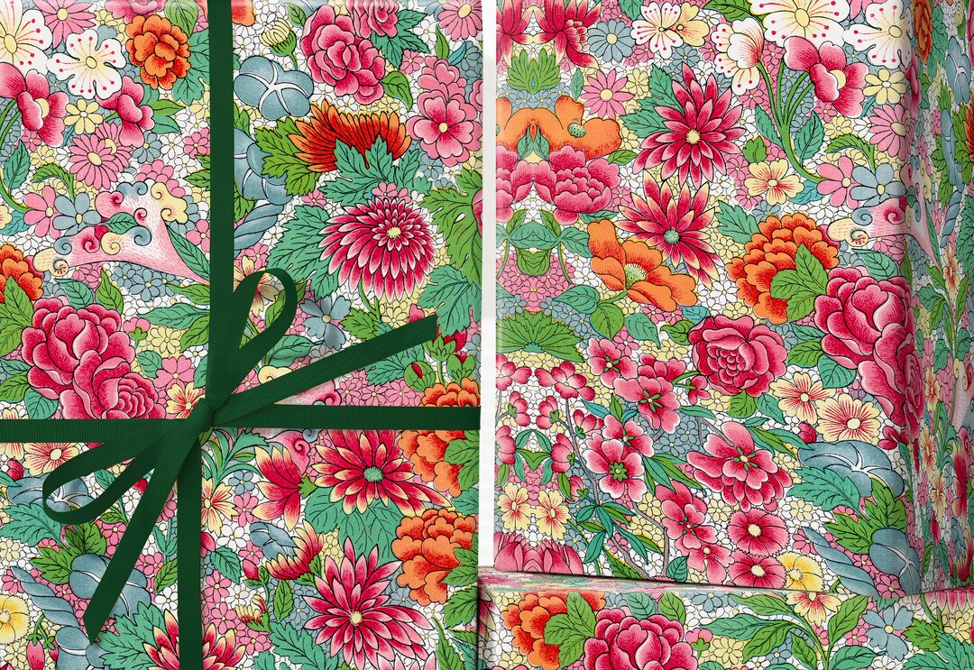 Vintage Colorful Flower Wrapping Paper, Vintage Flower Gift Wrap Sheets ...