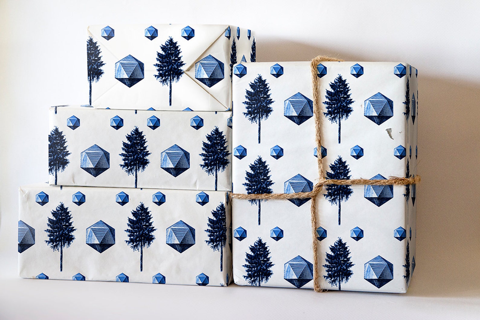 Geometric Pine Tree Wrapping Paper Wrapping Paper Tree | Etsy