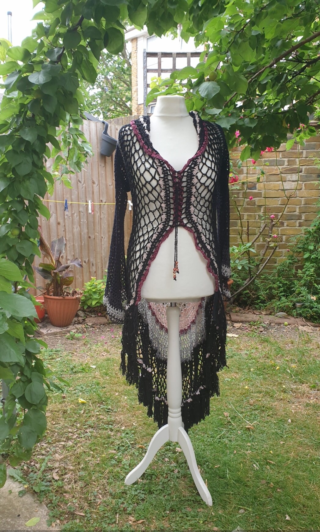 Handmade Crochet Long Length Mandala Jacket. Wizard Sleeve Mandala With ...