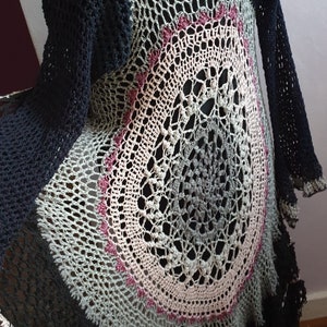 Handmade Crochet Long Length Mandala Jacket. Wizard Sleeve Mandala With ...