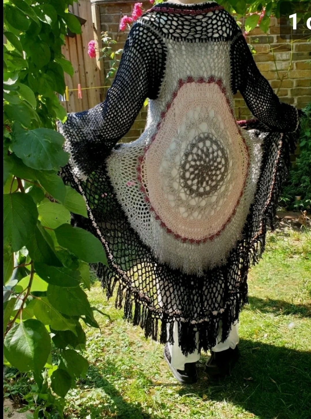 Handmade Crochet Long Length Mandala Jacket. Wizard Sleeve Mandala With ...