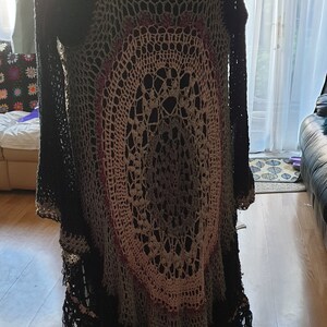 Handmade Crochet Long Length Mandala Jacket. Wizard Sleeve Mandala With ...