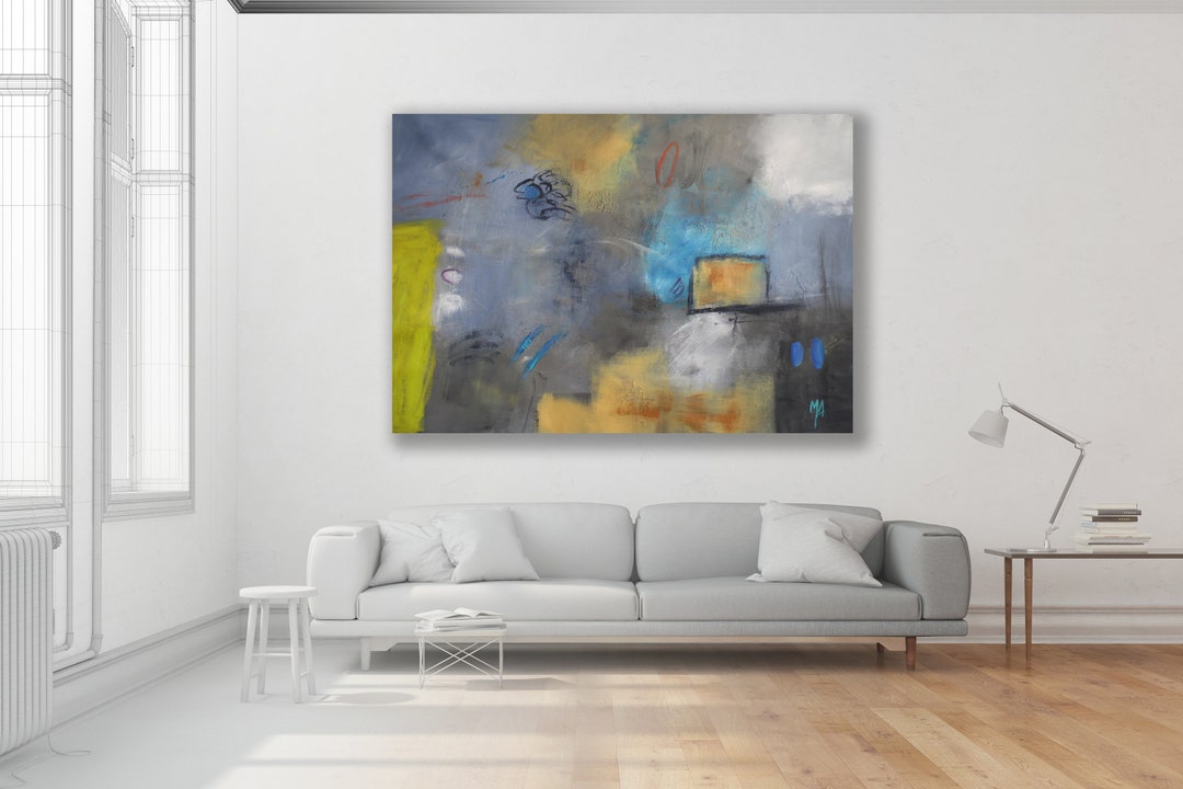 Grey and Rust Abstract Painting / Original Art / Large Grey Artwork ...
