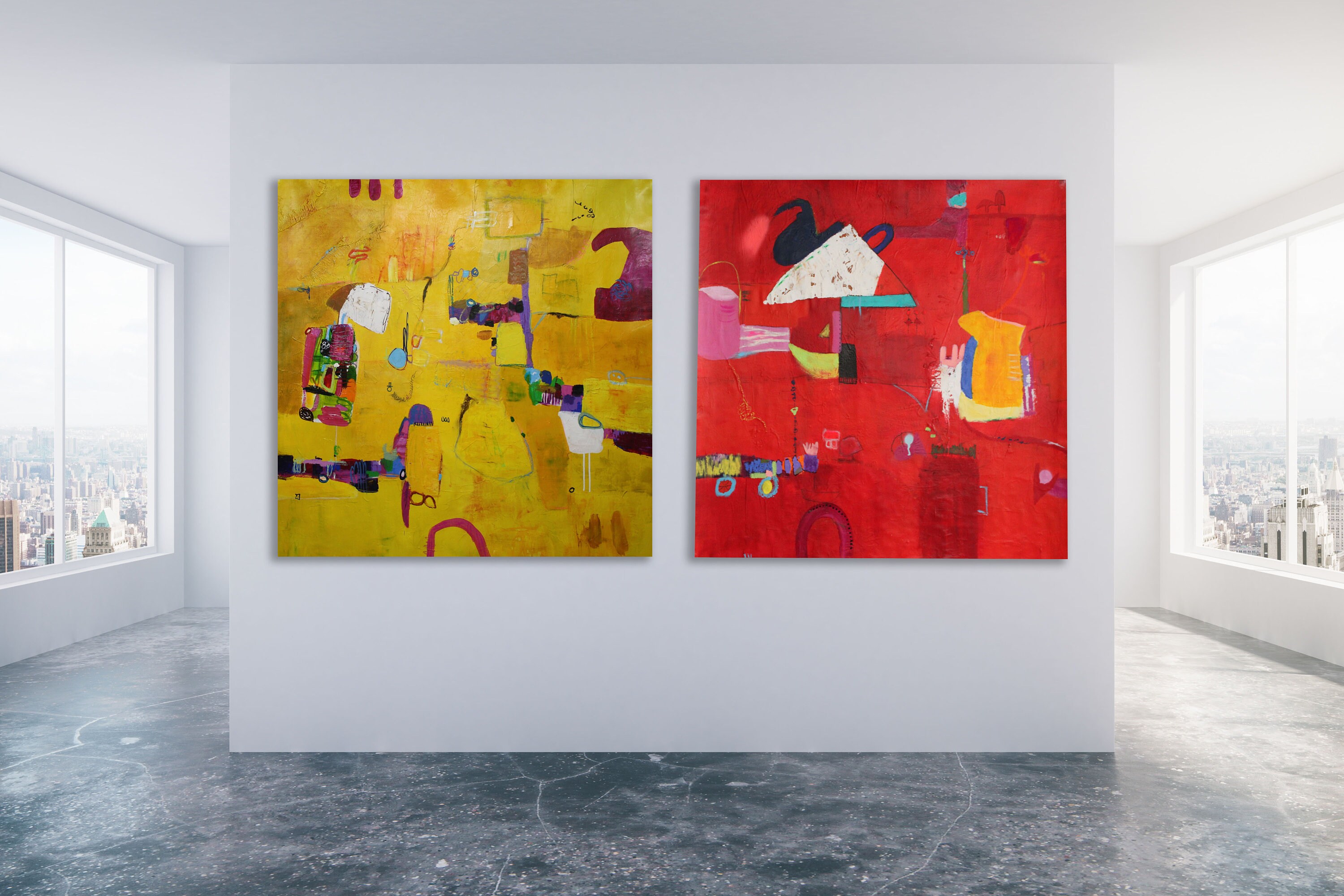 Set of Colorful Abstract Paintings / Abstract Art / Pair of | Etsy