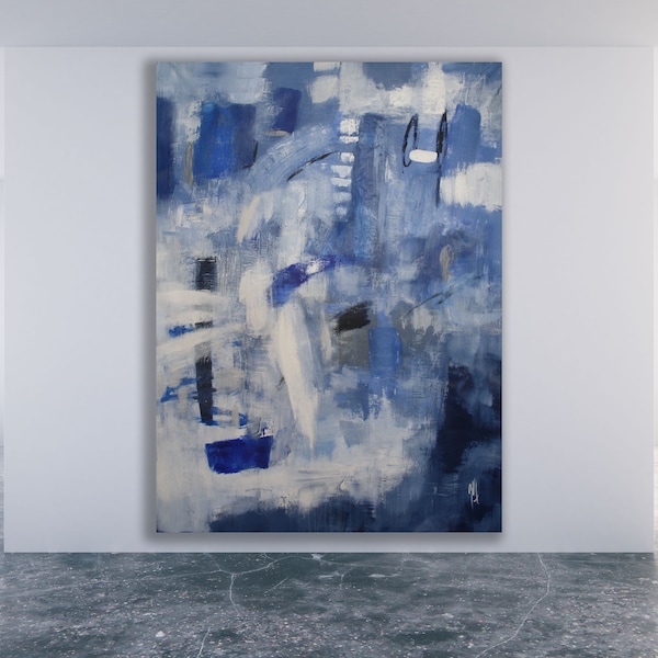 Blue Gray Abstract - Etsy