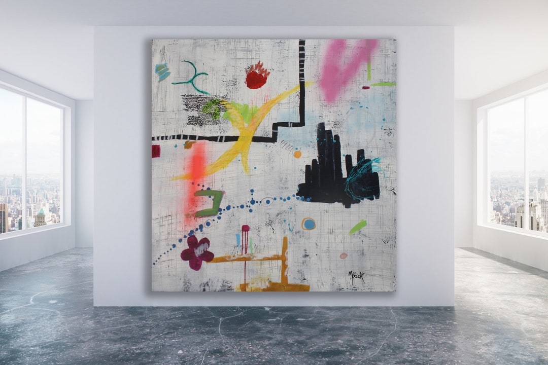 Colorful Abstract Cityscape Painting: Large Modern Art (unstretched) - Etsy