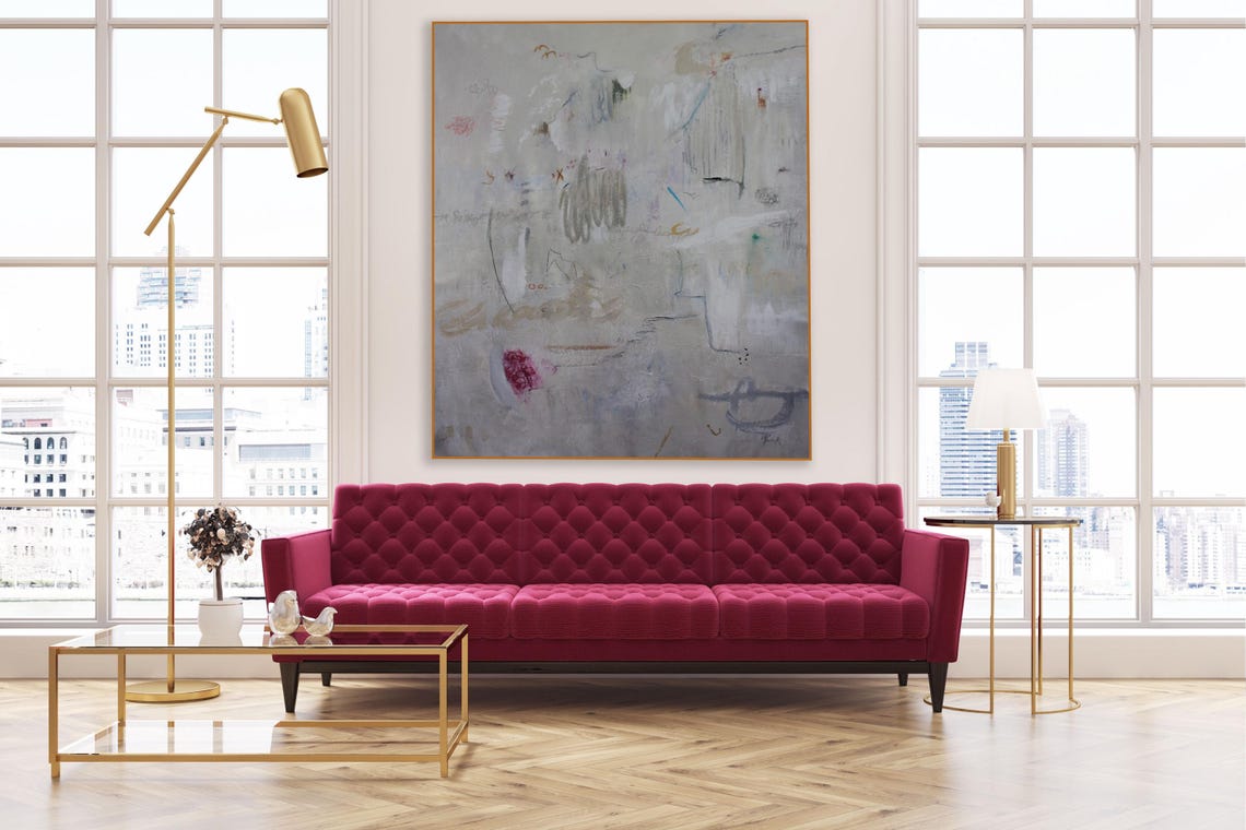 Cream Abstract Painting / Taupe and Cream Abstract Painting, "stilettos ...