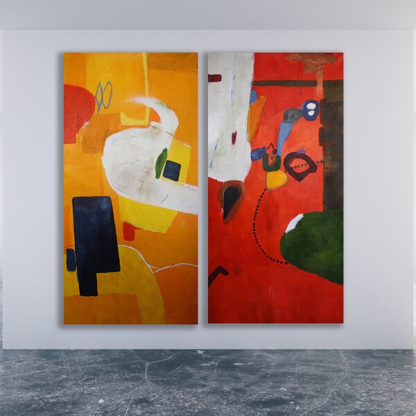Large Pair of Paintings - Etsy