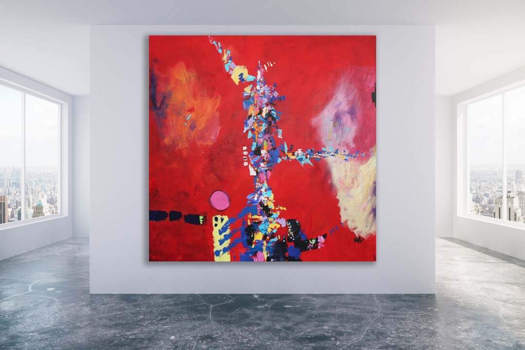 Red Abstract Art / Red Painting / Large Red Art / Colorful Painting ...