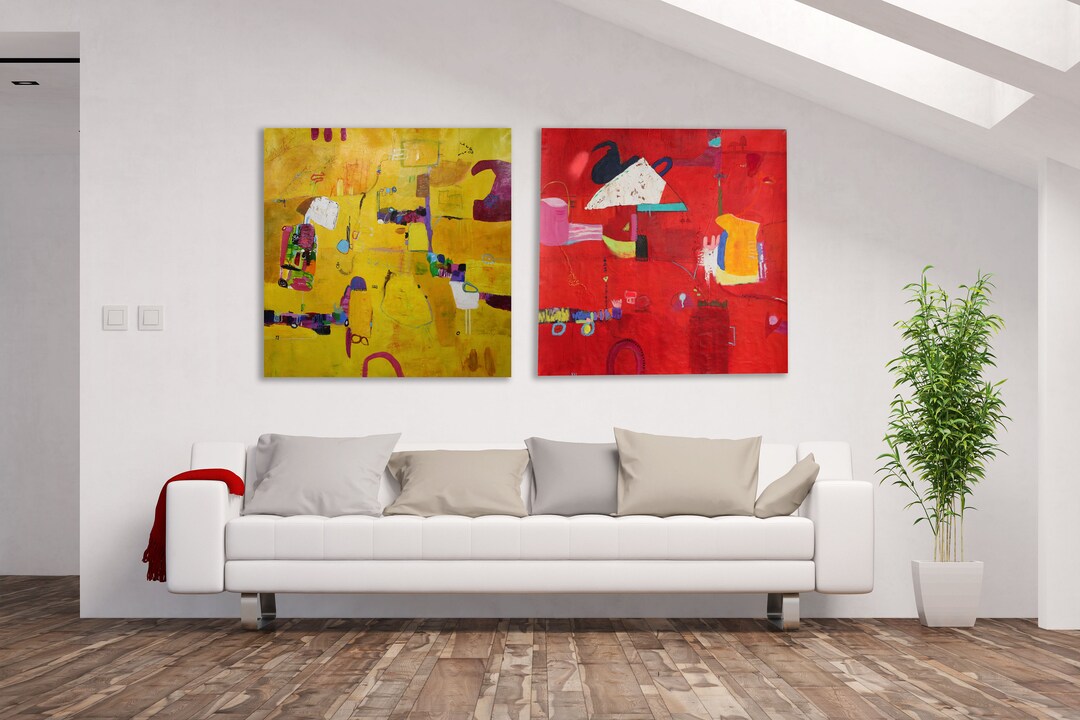 Set of Colorful Abstract Paintings / Abstract Art / Pair of Colorful ...