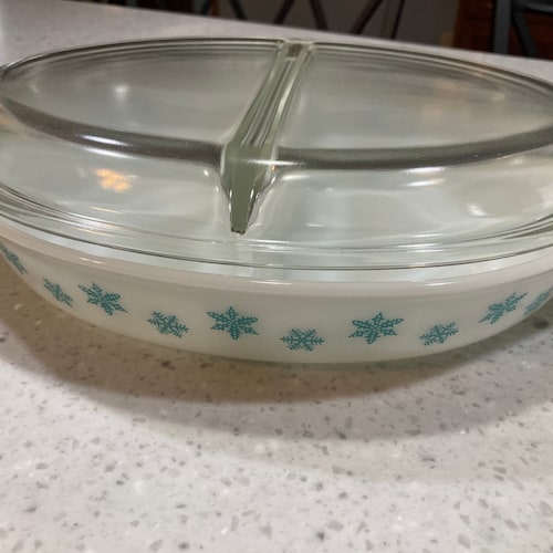 Vintage Pyrex Snowflake Casserole Dish With Lid Turquoise - Etsy