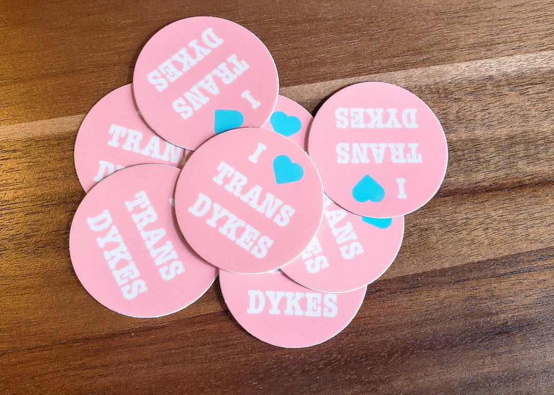 Retro Lesbian Sticker "i Heart Trans Dykes" 2" Waterproof Vinyl ...
