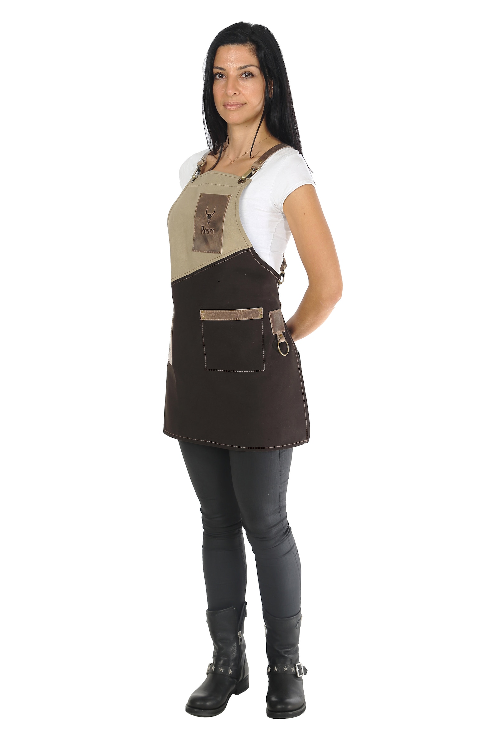 Bar apron elegant premium quality leather & 100% cotton with | Etsy