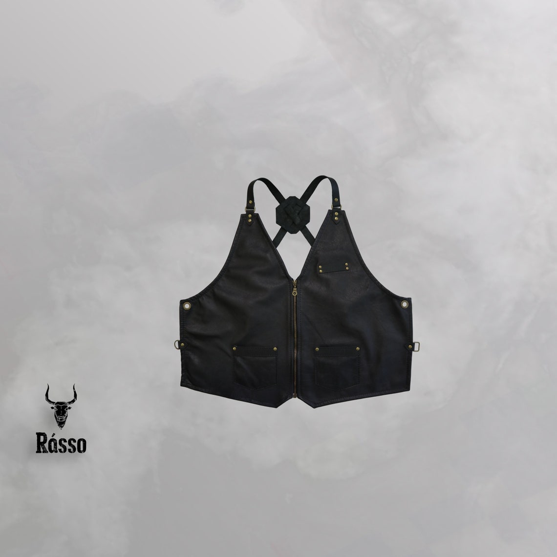 Barista Vest With Pockets All Black Premium Quality Genuine - Etsy