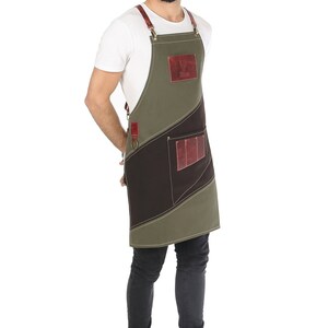 Cafe Apron, Luxury Item, Premium Quality Leather & 100% Cotton, W ...