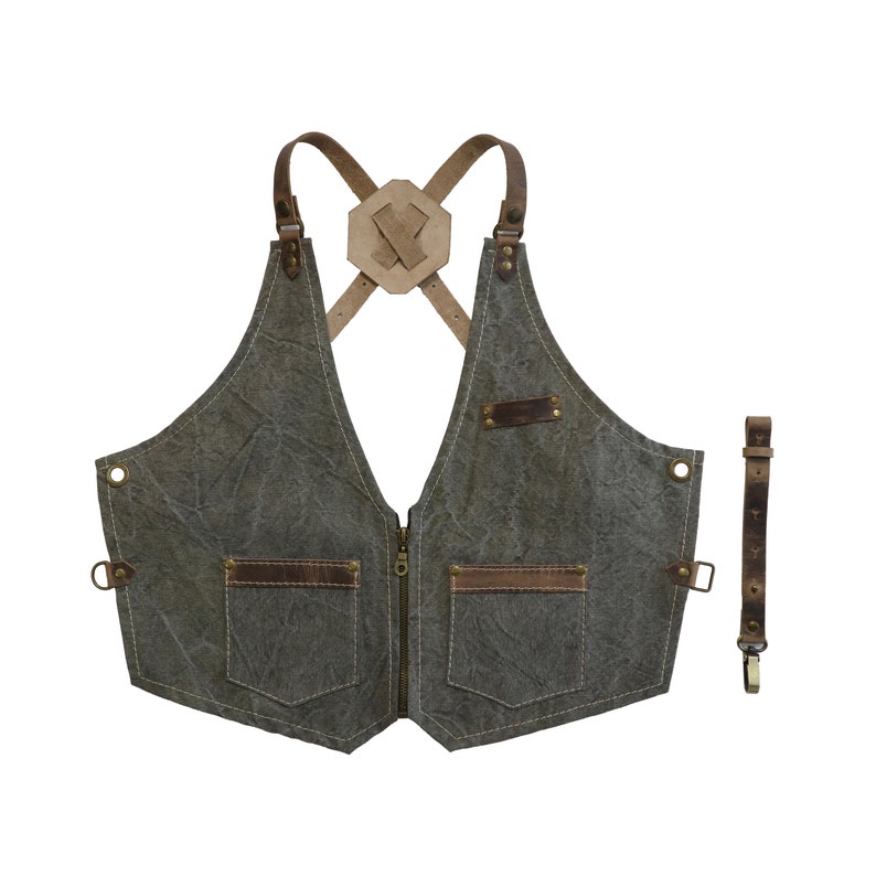 Bartender Vest With Cotton & Leather Pockets Premium Quality - Etsy