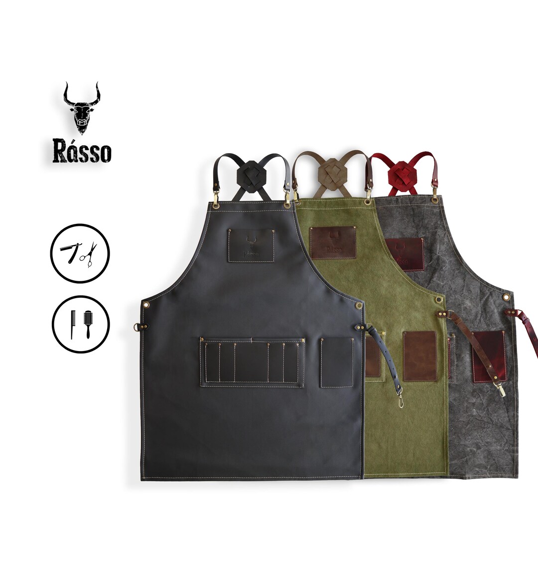 ELVIS - Hair Salon Apron, Premium Quality Leather, Hair Colorists ...