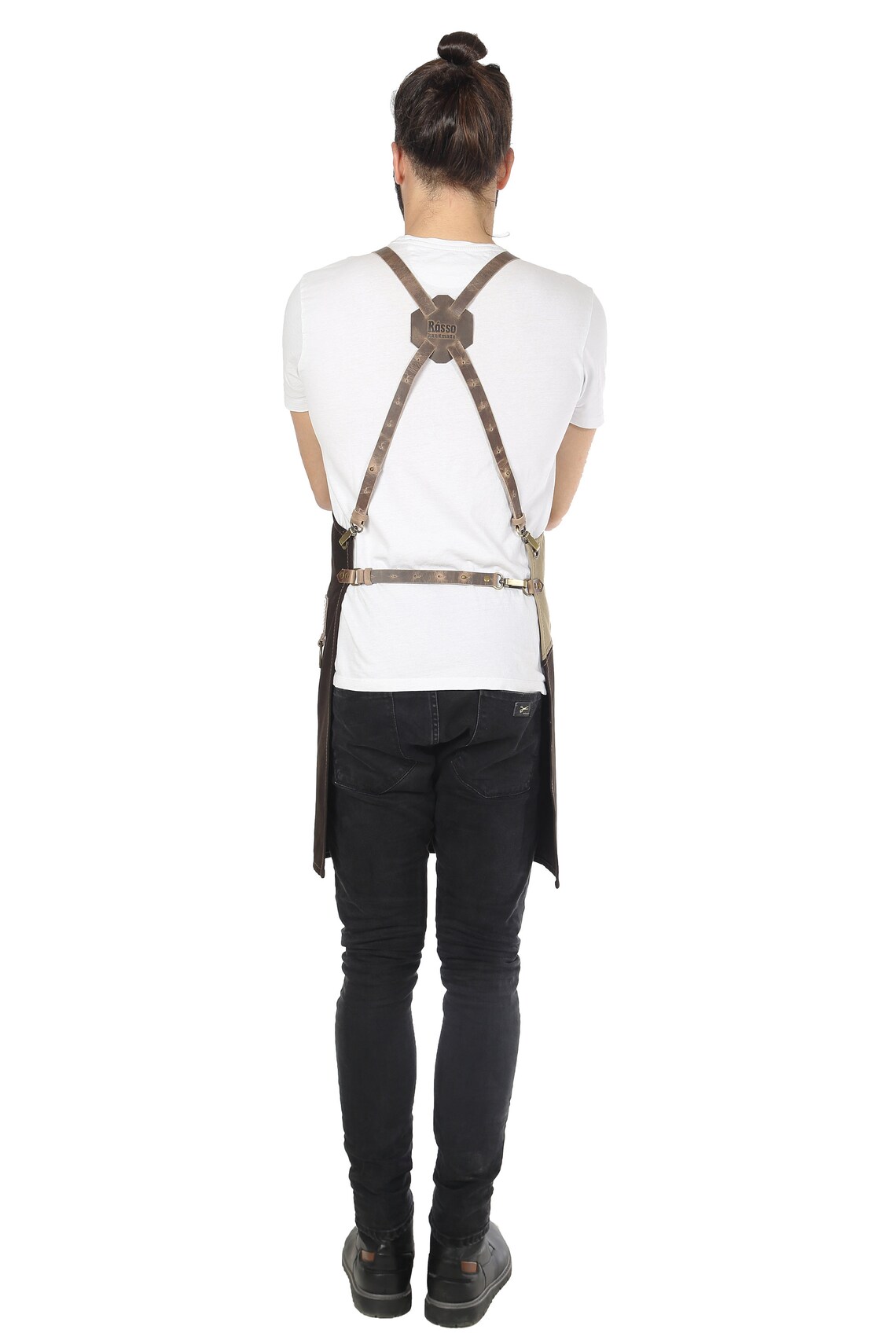 Bar apron elegant premium quality leather & 100% cotton with | Etsy