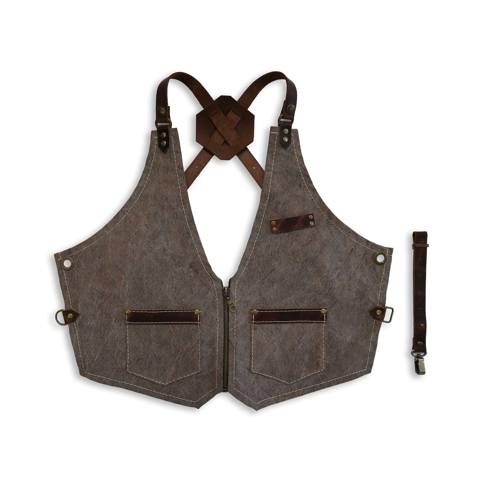 Bartender Vest With Cotton & Leather Pockets Premium Quality - Etsy