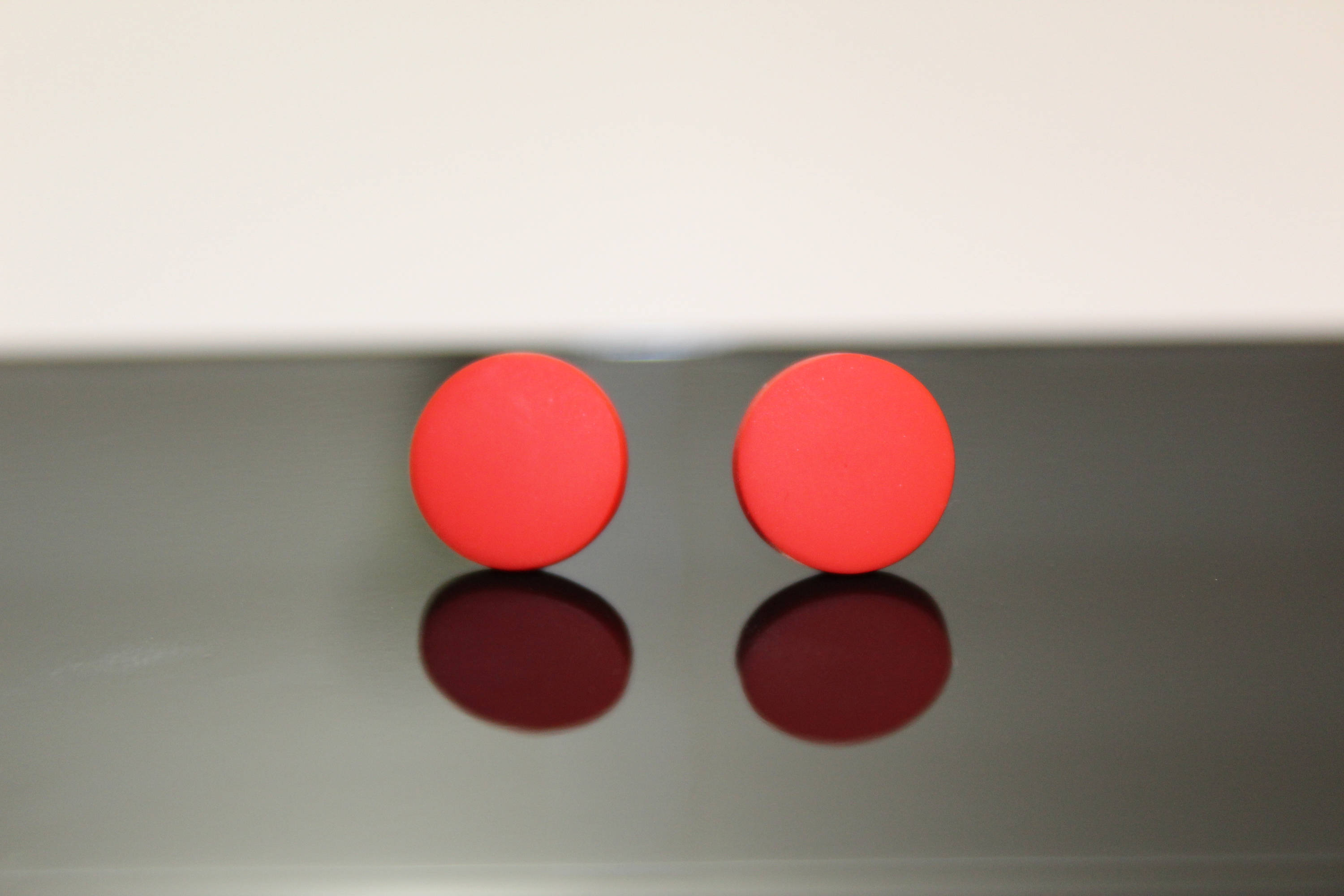 Red Stud Earrings Flat Round Stud Earrings Matte Stud - Etsy