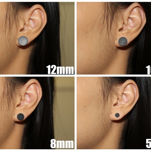 Black Matte Round Stud Earrings - Etsy
