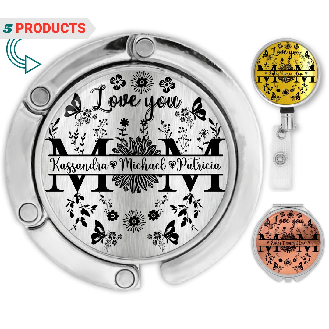 Multiple Name Purse Hook for Table, Custom Kids Names Nurse Badge Reel ...