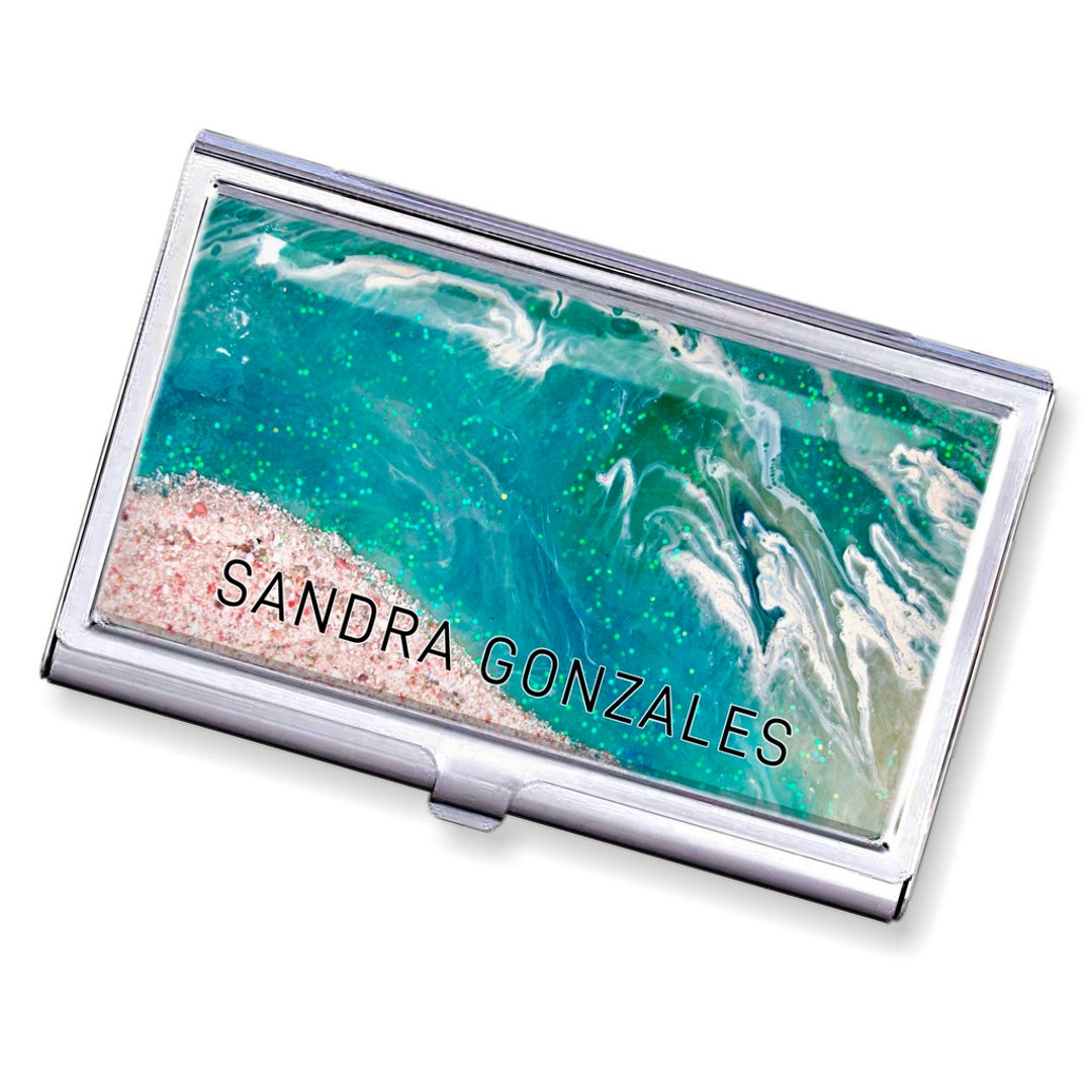 Ocean Art Birth Control Pill Box, Custom Name Credit Card Holder, Pill ...