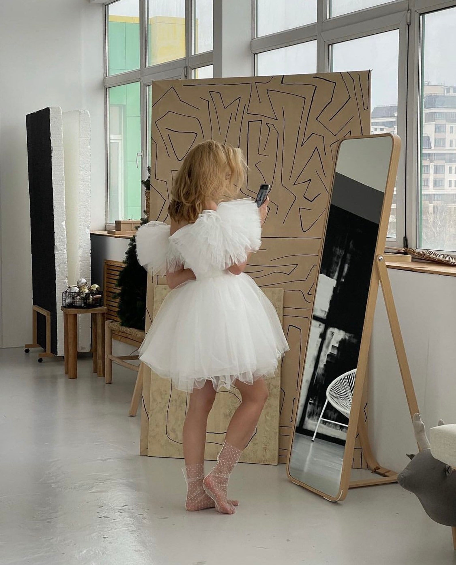 Tulle Mini Wedding Dress Reception Dress Puff Sleeves - Etsy