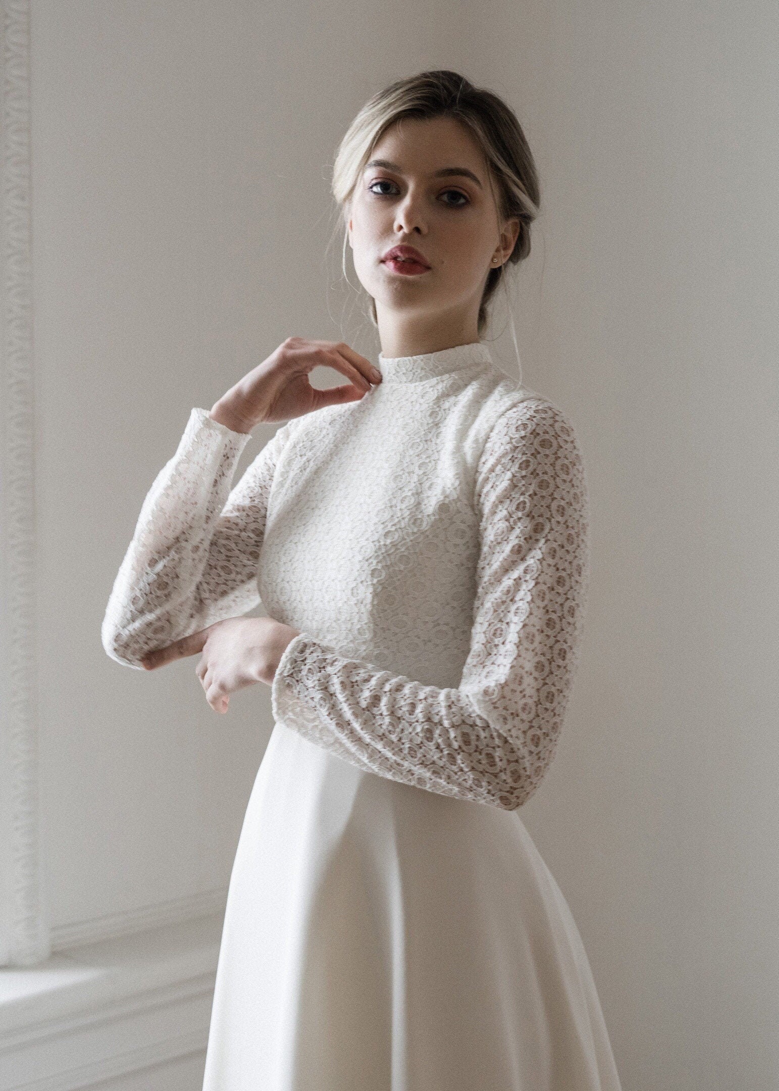 MODEST Wedding Dress Winter Wedding Dress Long Sleeve | Etsy