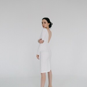 Simple Wedding Dress • Midi Wedding Dress • Long Sleeve Wedding Dress ...