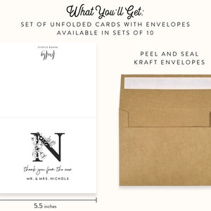 Set of Personalized Wedding Thank You Cards With Envelopes - Etsy