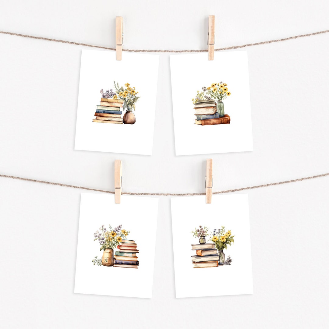 Set of 8 Blank Book Greeting Cards With Envelopes | Bookish Notecards ...