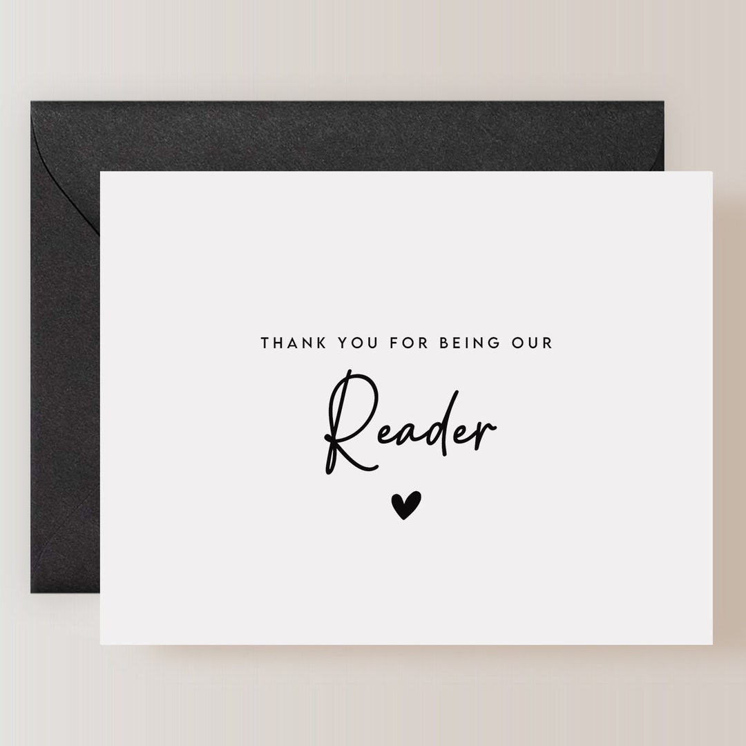 Thank You for Being Our Reader Card, Wedding Thank You Card - Etsy