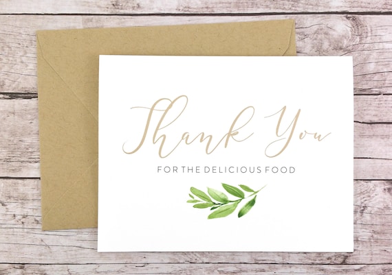 Thank You for the Delicious Food Card Wedding Card Caterer | Etsy