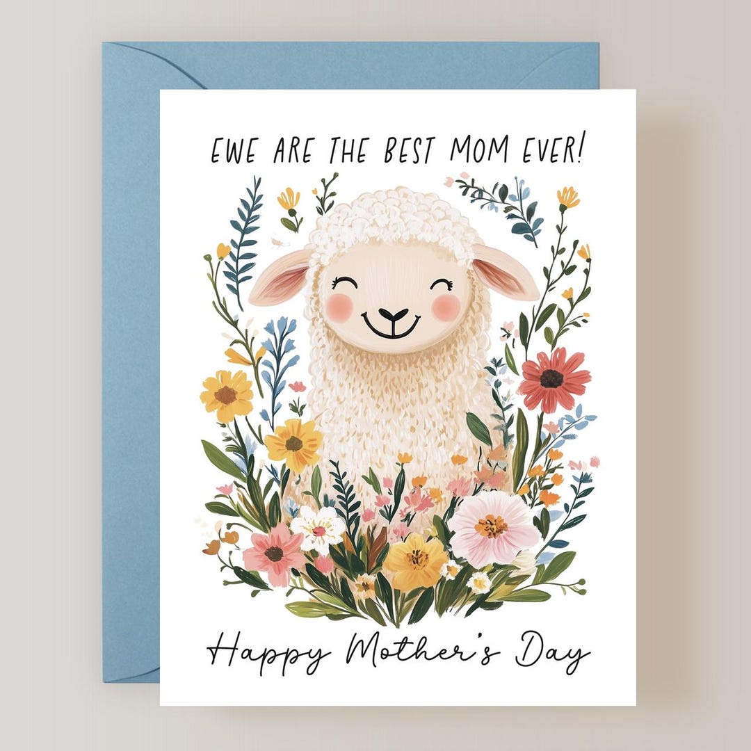 Punny Happy Mother's Day Card, Sheep Card, Mothers Day Pun Greeting ...