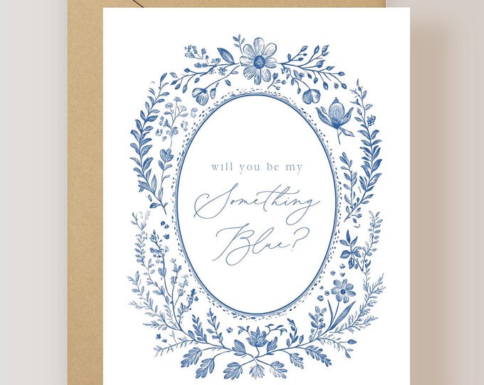 Printed Something Blue Proposal Card | Bridal Party Personalized Name ...