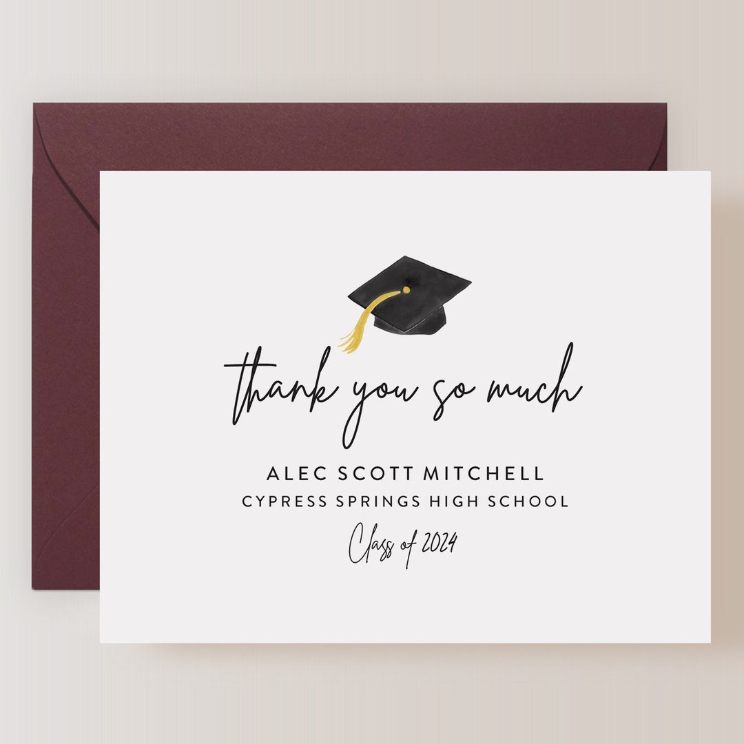 Set of Personalized Graduation Thank You Cards With Envelopes ...