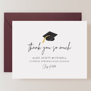 Set of Personalized Graduation Thank You Cards With Envelopes ...